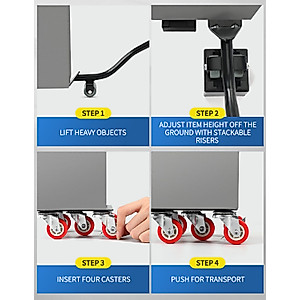 Heavy Duty Furniture Movers with Wheels and Moving Dolly, Includes Furniture Lifter Jacks Tool Set, Gliders, Sliders, 5 Rollers Casters Cart. Easily Move Furniture, Piano, Equipment