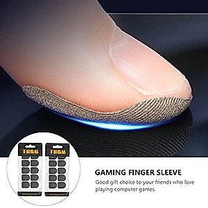 Healifty 20 Pieces Gaming Finger Sleeves Anti- Sweat Disposable Seamless Touchscreen Finger Covers Stickers Carbon Fiber Controllers Finger Thumb for Mobile Phone Game