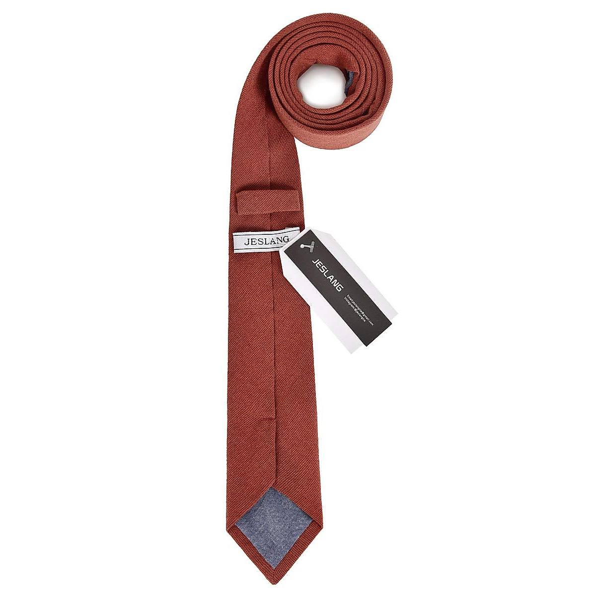 JESLANG Men's Skinny Tie 2.56" Cotton Linen Necktie Perfect for Formal and Casual Occasions (Rust)