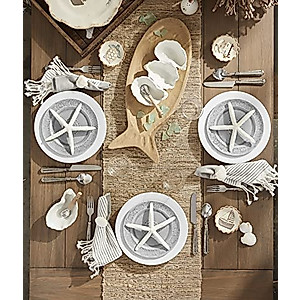 Mud Pie Oyster Shaped DIP Set, 6 1/2" x 4 1/4" | Spoon 5 1/2", White
