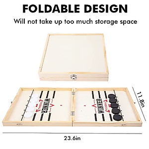 Fast Sling Puck Game Large Fast Sling Puck Game, Foosball Wooden Board Game for Kids and Family, Sling Puck Winner Board Games for Family, Birthday Gift, Large Size with L（23.6in*11.8in）