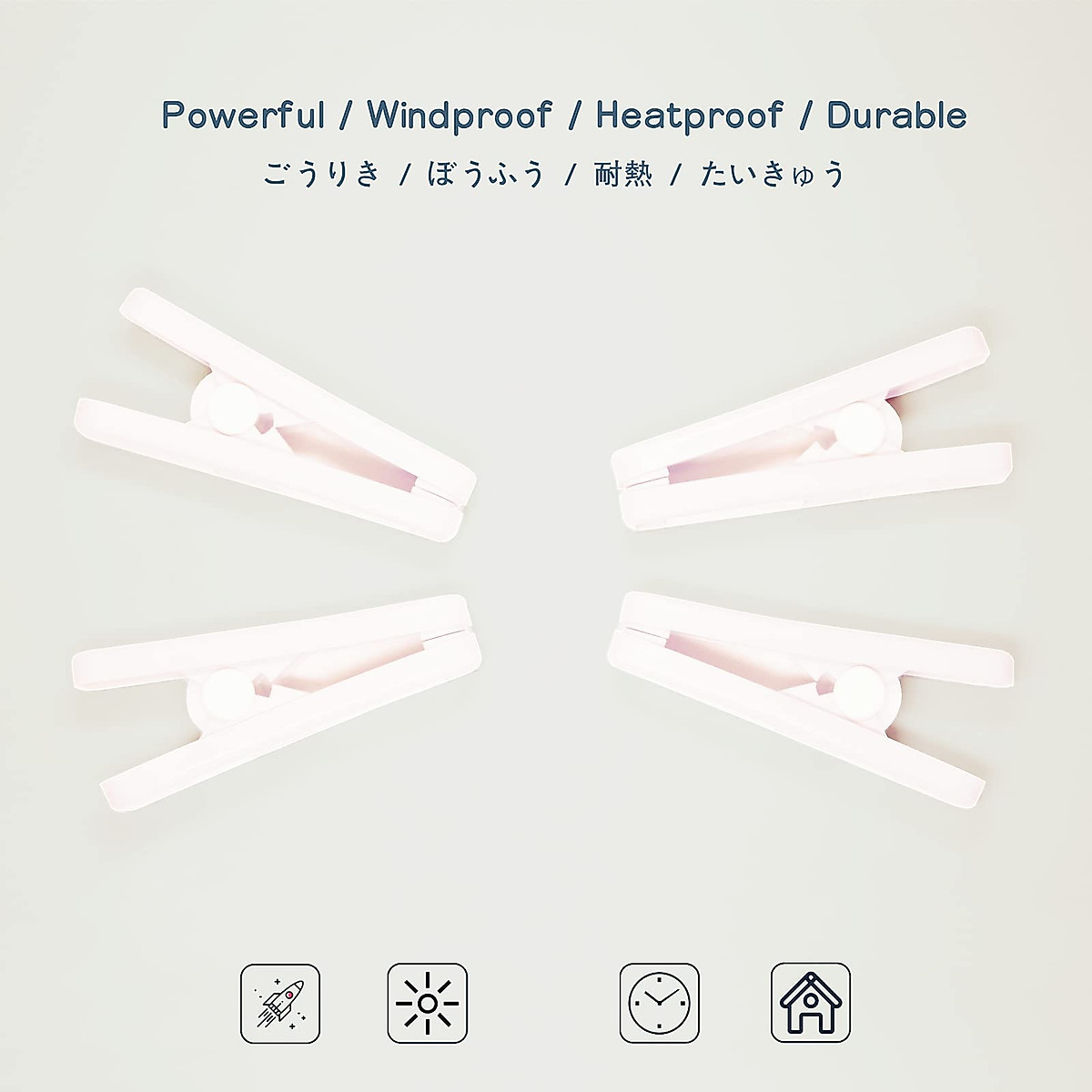 Strong Plastic Clothespins-16 Pack Heavy Duty Laundry Clothes Pins, Strong Clips, Non-Slip Clothes Pegs, Chip Clips, Hanger Clip, Rustless, Windproof, Heatproof-White