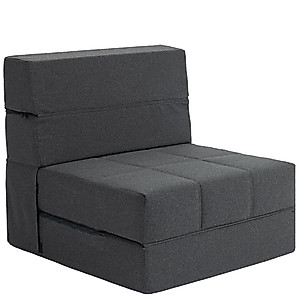 CATMIX Folding Sofa Bed, 7 inch Memory Foam Floor Couch, Convertible Sleeper Foldable Mattress Futon Sofa for Living Room/Home Office/Guest Beds/Apartment/Upstairs Loft, Dark Gray, Single