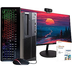 Lenovo ThinkCentre M92 Business Desktop PC - Intel Core i5-4570, 16GB RAM, 500GB SSD, Windows 10 Pro, New 24-inch Monitor, 1080p Webcam, Microsoft Office 365, RGB Keyboard and Mouse (Renewed)