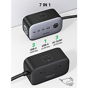 UGREEN 100W USB C Charging Station, DigiNest Pro GaN Power Strip with USB C, Desktop Charging Station with 3 AC, 3 USB C and 1 USB A, 6ft Extension Cord, for iPhone 14 Galaxy S23 iPad Air MacBook Pro