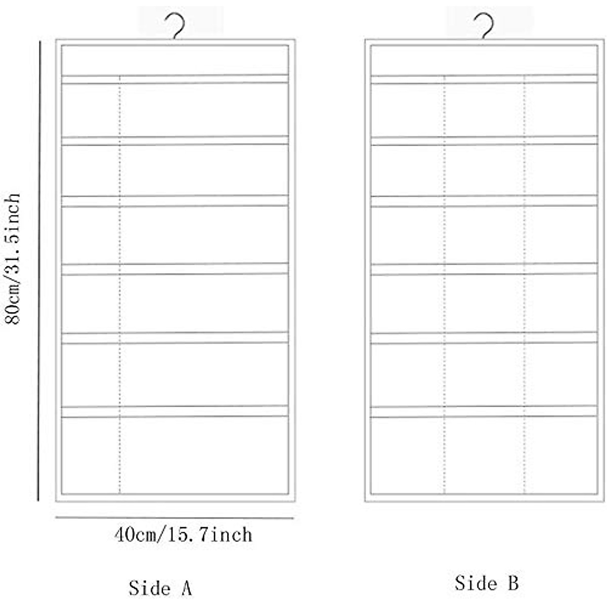 Ovyuzhen Dual-Sided Wall Closet Organizer Hanging with Mesh Pockets for Underwear,Bra,Socks,Accessories with Hanger Metal Hook Wardrobe Storage Bags Oxford Cloth Space Saver