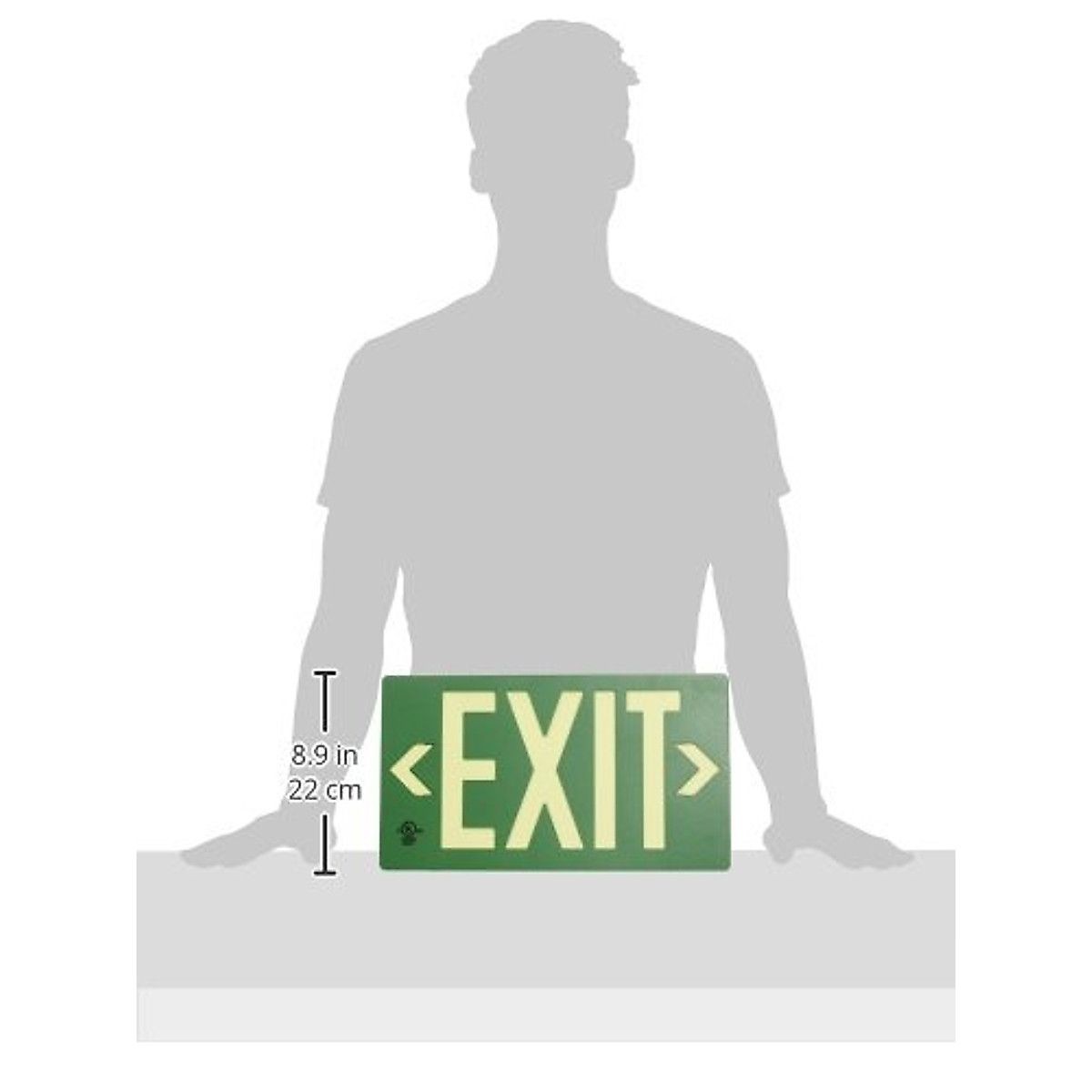 UL Listed 50 foot Jessup Glo Brite 7040-B 8.75 x-15.5-Inch Single Sided Exit Sign with Frame, Green(Mounts 4 ways, includes bracket and arrows)