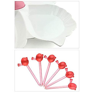 Serving Platter Tray with Bird Shape Food Picks Fruit Snakes Container