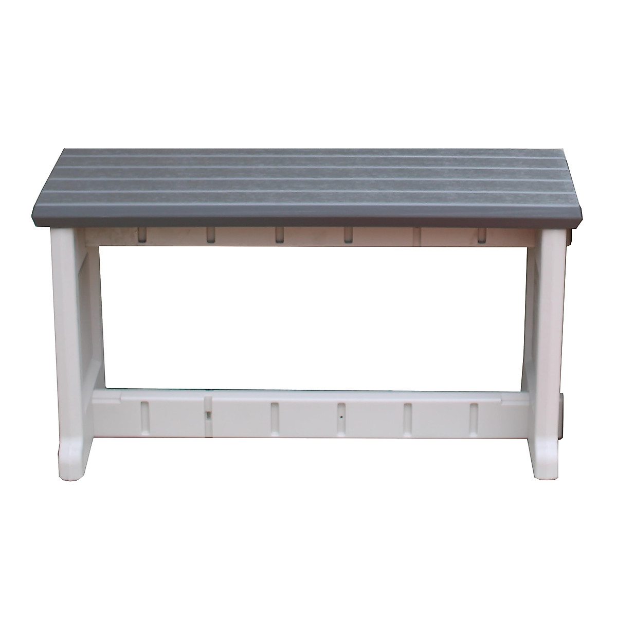 Leisure Accents Bench, Deep Grey Top with Warm Grey Sides, 1 Pack - Proudly Made in The USA, Click and Lock Hardware-Free Assembly, Durable and Stylish Outdoor Seating