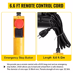 VEVOR 880LBS Electric Winch, Steel Electric Lift, 110V Electric Hoist With Wireless Remote Control