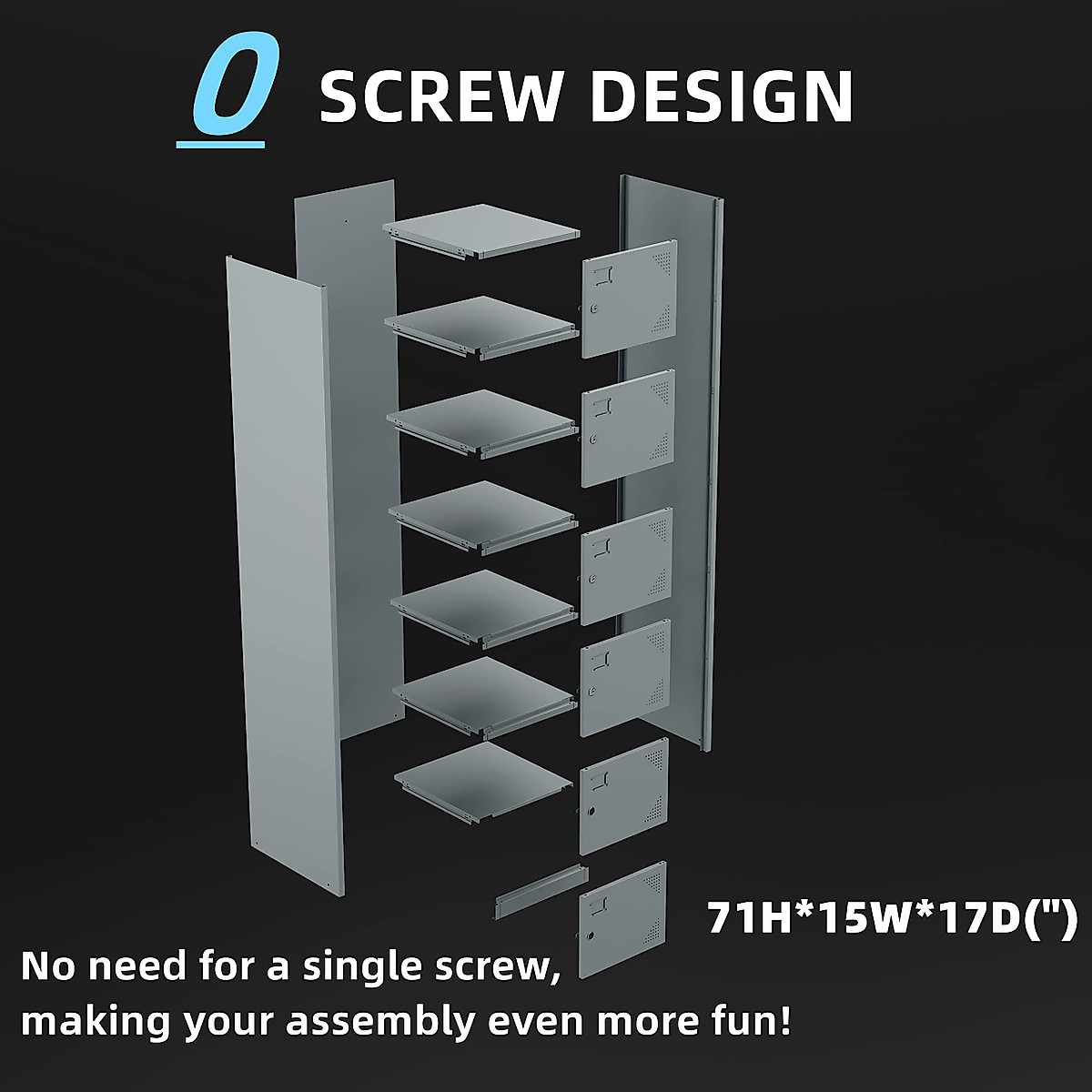 Yizosh Metal Locker with 6 Doors, Tall Steel Storage Lockers for Employees - 71" Locker Storage Cabinets for School, Gym, Home, Office, Garage (Grey)