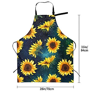 Sunflower Aprons for Women with Pockets Chef Apron for Cooking Dishwashing 28x33 Inch
