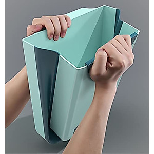 Hangningo Hanging Kitchen Trash Can, Foldable Waste Bin for Kitchen, Collapsible Hang Small Plastic Garbage Can 9.9L for Cabinet/Car/Bedroom/Bathroom (Green)