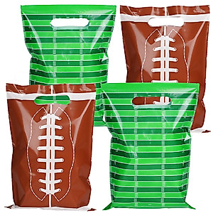 chiazllta 50 Pcs Football Party Bags Football Plastic Goodie Bags Favors Rugby Sports Theme Treat Bags Gift Bags Decorations for Game Day Sports Events Birthday Party