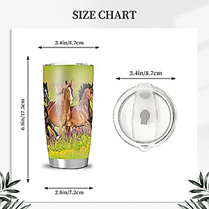 Waldeal Running Horses Coffee Mug Stainless Steel Thermal Tumbler with Lid, Double Wall Vacuum Insulated Travel Mug for Women Men Birthday or Christmas Gifts, 20oz