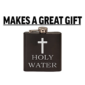Rogue River Tactical Funny Holy Water Stainless Steel Hip Flask Premium Matte Black Makes a Great Gift For Him Dad Father Gag Joke Gift