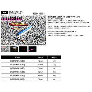 JACKALL Metal Jig Big Backer Jig, 2.7 inches (68 mm), 1.4 oz (40 g), Sardine / Magma Wave Holo