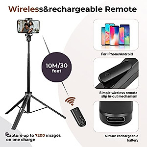 Eicaus 60'' Selfie Stick Tripod with Wireless Remote, Cell Phone Stand for Video Recording, Vlogging, Lightweight Portable Travel Tripod for iPhone, Android
