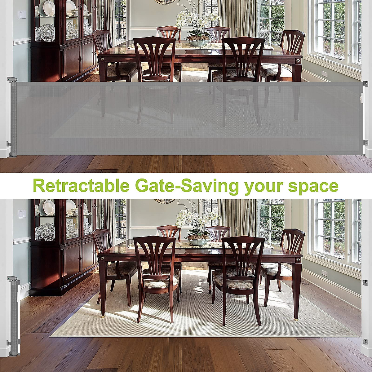 102 Inch Extra Wide Baby Gates Extra Wide Retractable Baby Gates for Doorways Extra Long Retractable Dog Gates for The House Extra Wide Pet Gate Extra Large Baby Gates for Large Openings Child Gate