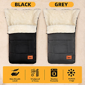 EAQ Universal Winter Warm Baby Stroller Footmuff,Muti Use Bunting Bag, Fleece Lined Washable Outdoor Sleeping Bag for Baby（Gray）