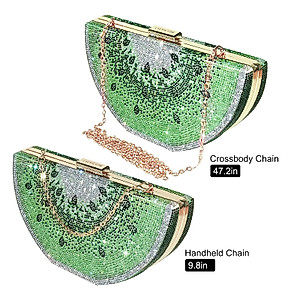 Evevictor Clutch Purse for Women, Crystal Evening Bag, Watermelon Shape Handbag, Rhinestone Money Hand Bag for Prom, Party, Date (Green)