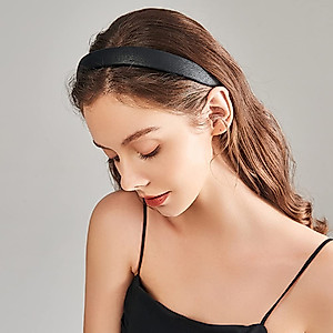 4 Pack Leather Headband Non-slip Fashion Wide Headband for Women Simple Headband Hairbands Hair Hoop Solid Color Soft PU Head Bands for Women Girls