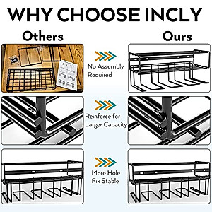 INCLY Power Tool Holder, Heavy Duty Wall Mount Floating Tool Shelf Storage Organizer for Cordless Drill Tool, Metal Rack Garage Max Load 150lbs, Black