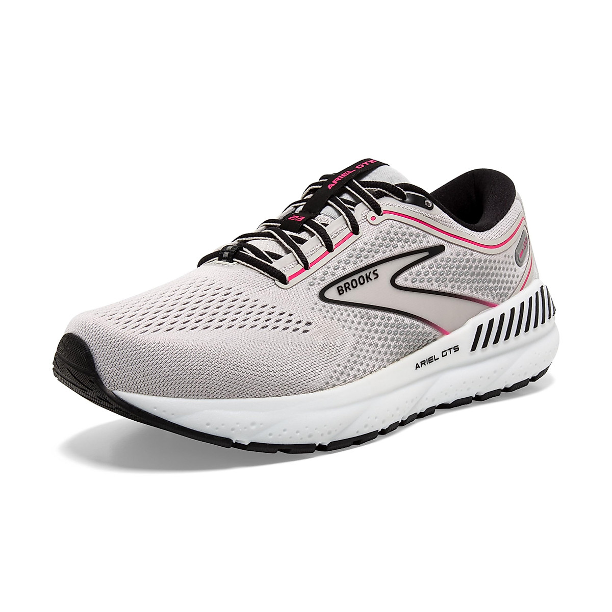 Brooks Women’s Ariel GTS 23 Supportive Running Shoe - Grey/Black/Pink - 8 Medium