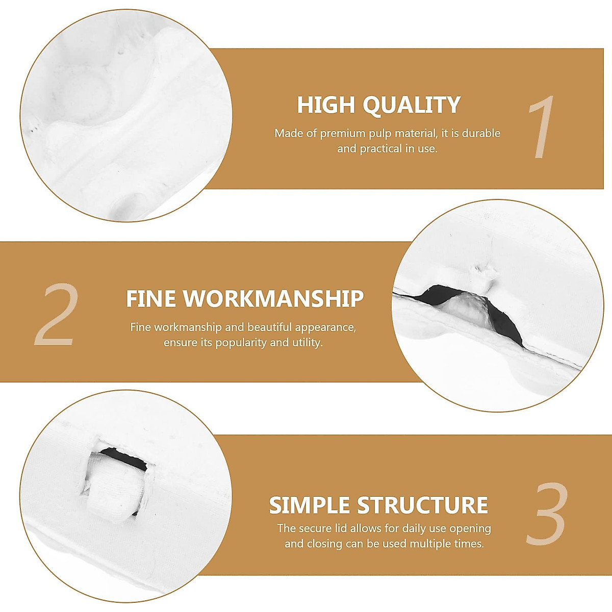 Angoily White Storage Box 6pcs White Empty Egg Cartons Pulp Fiber Egg Tray Holder Each Holds 6 Eggs Pulp Egg Containers for Family Farm Market Camping Picnic Travel White Serving Tray