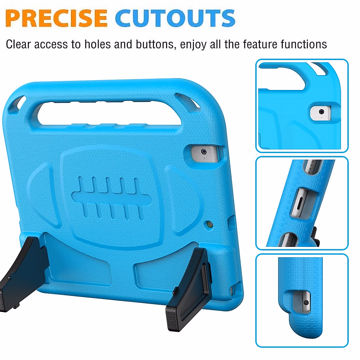 BMOUO Kids Case for iPad 5th/6th Generation, iPad 9.7 2018/2017 Case with Screen Protector, Shockproof iPad Air 2/Pro 9.7 Case with Handle Stand, Blue