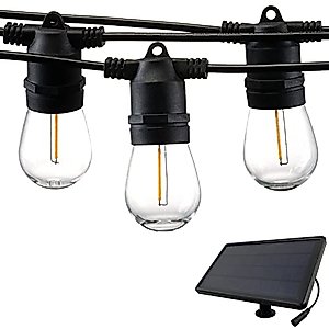 Banord 48ft Solar String Light Outdoor, USB Rechargeable Patio Solar Outdoor Lights with Waterproof & Shatterproof Solar Powered Bulbs Hanging Lights for Backyard, Porch, Garden, Cafe, Camping, Party