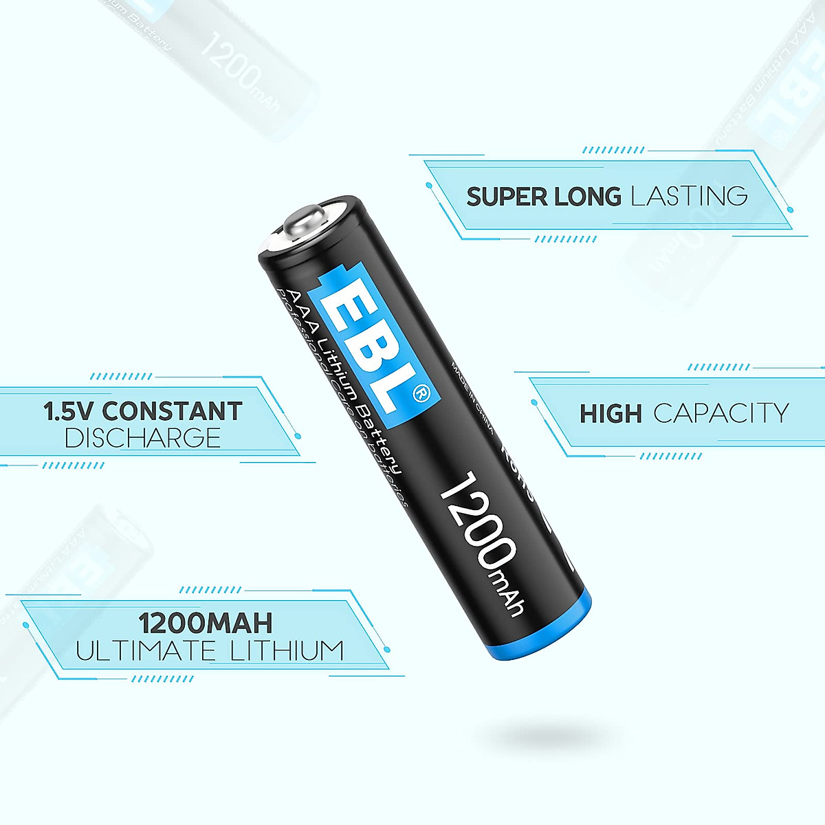 EBL 8 Pack 1.5V Lithium AA and 8 Pack Lithium AAA Batteries High Performance Constant Volt Lithium Battery