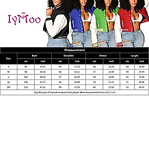 IyMoo Womens Classic Baseball Jacket Long Sleeve Zip Up Casual Bomber Jacket Short Coats Outwear