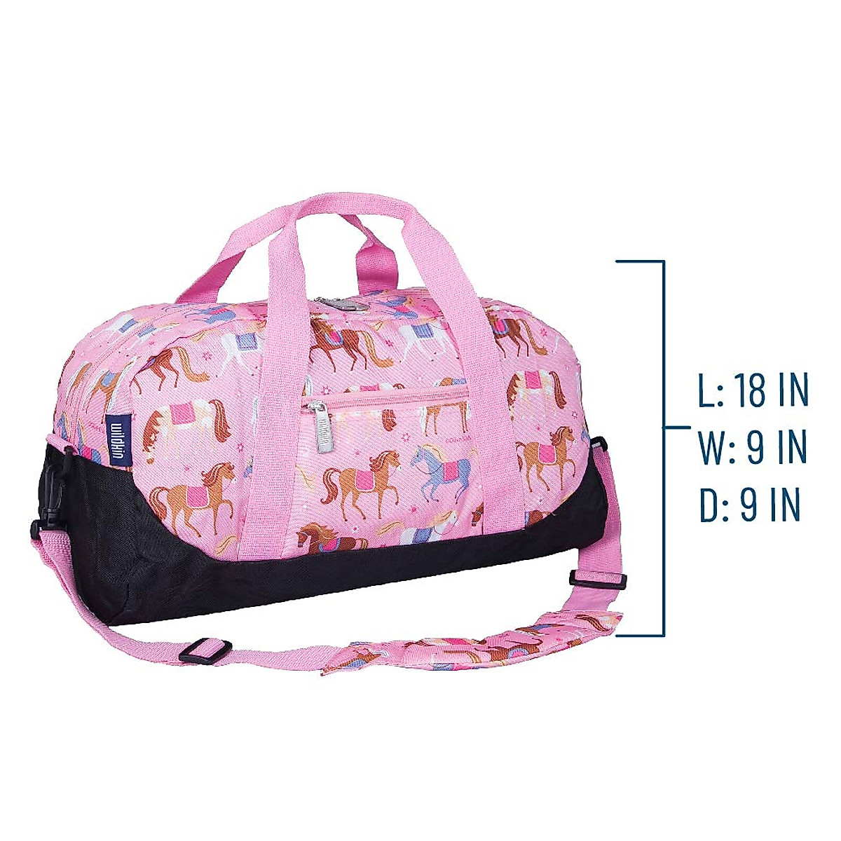 Wildkin Kids Overnighter Duffel Bags for Boys & Girls, Perfect for Early Elementary Sleepovers Duffel Bag for Kids, Carry-On Size & Ideal for School Practice or Overnight Travel Bag (Horses)