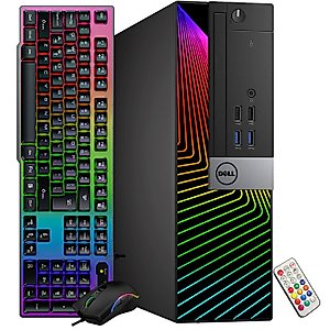 Dell OptiPlex Desktop Customized RGB Lights Computer Intel Core i7 3.40GHz 16 GB RAM 1TB SSD Windows 10 Pro - WiFi - Gaming PC Keyboard & Mouse HDMI (Renewed)