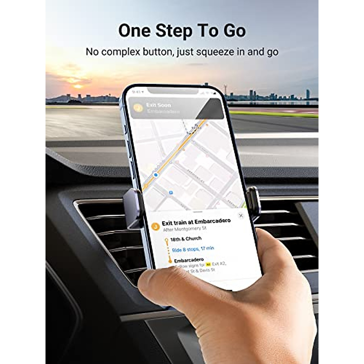 UGREEN Car Vent Phone Mount Air Vent Clip Holder Cell Phone Car Mount Compatible with iPhone 14 13 12 Pro Max Mini Plus, iPhone 11 SE XS XR 8 7 6 6S Smartphone