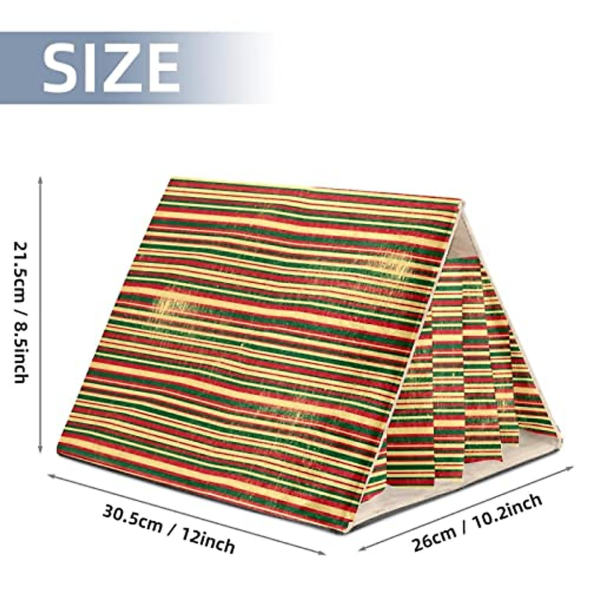 Y-DSIWX Guinea Pig Hideout Cozy Hamster House Cave for Bunny Chinchilla Hedgehog Small Animal Vintage Red Green Yellow Stripes Xmas