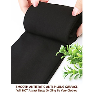 VERO MONTE 1 Pair Womens Opaque Fleece Lined Tights Plus Size Pantyhose (BLACK)