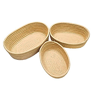 KITANDOVE 3pcs Type Storage Basket Kidcraft Playset Basket Desktop Storage Basket Kid Toys Organizer Household Storage Basket Toy for Sundry Basket for Home Khaki Cotton Rope