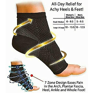 VEIRGAMO 6 Pairs Dr Sock Soothers Socks Anti Fatigue Compression Foot Sleeve Support Brace Sock For Men & Women, Foot Compression Sleeve For Pain (L/XL)