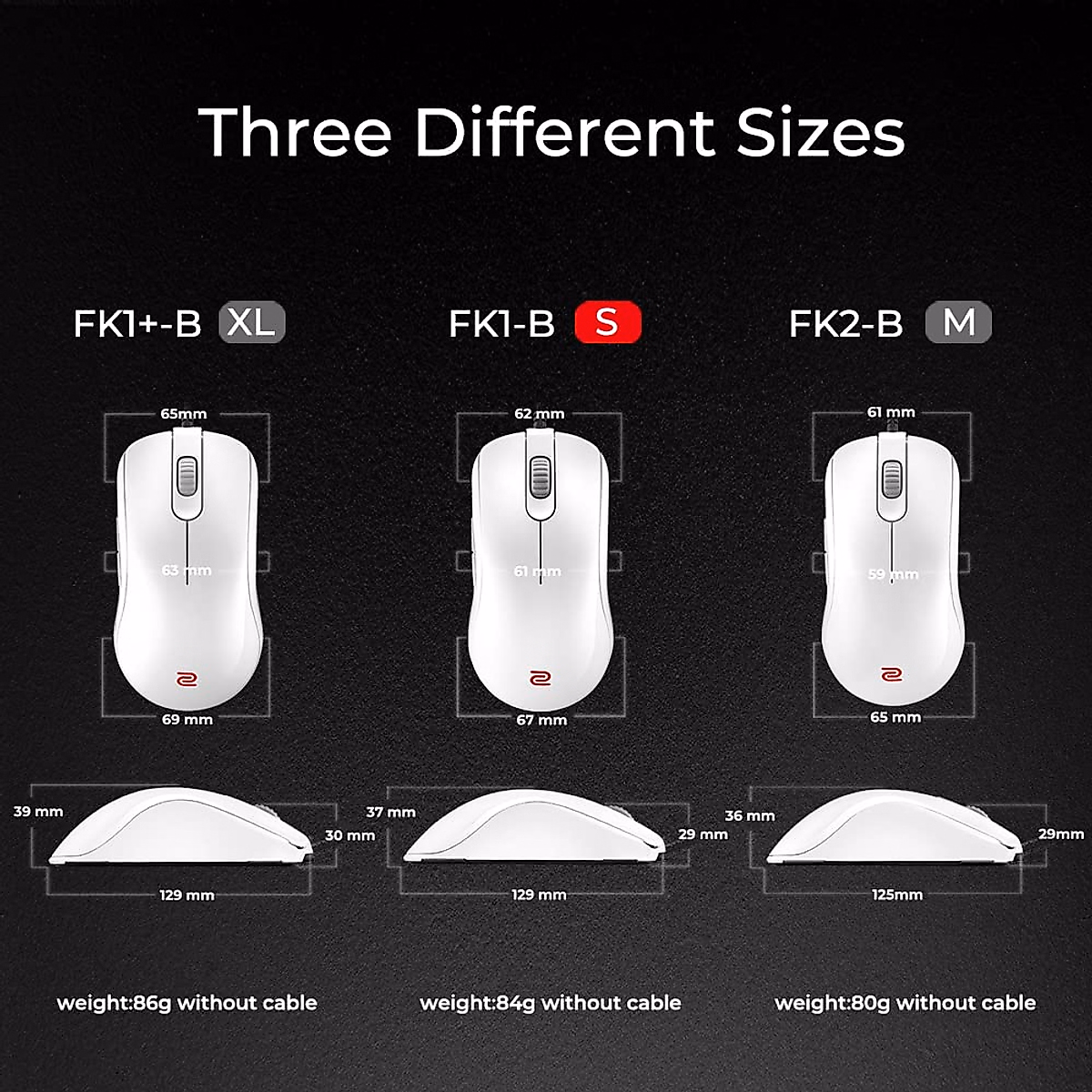 BenQ Zowie FK1-B Special Edition V2 White Symmetrical Gaming Mouse for Esports |Regular Weight | Paracord Cable & 16-Step Scroll | Driverless | Glossy Coating | Large Size