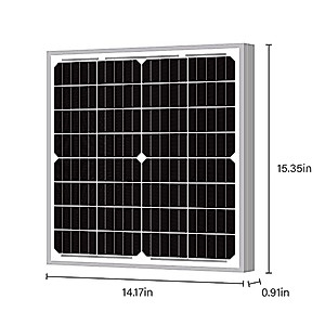 Newpowa 20W 12V Solar Panel High-Efficiency Monocrystalline 12V PV Module Designed for 12V Off Grid System, Charge Your 12V Battery of RV, Boat, Camper, Trailer, Gate Opener
