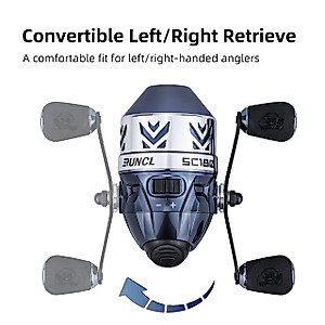 RUNCL Spincast Fishing Reel, Upgrade No-Rust Push Button Casting Design, 4.0:1 Gear Ratio, 17.5 LB Max Drag, Reversible Handle for Left/Right, includes Monofilament Line, Gift for Fishing Lover