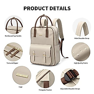 GOLF SUPAGS Laptop Backpack for Women College Work Travel Backpack Purse Casual Daypacks Fits 14 Inch Notebook (Apricot)