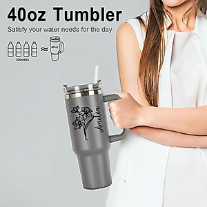 Mothers Day Gifts Personalized 40oz Tumbler Custom Tumbler Cup Sublimation Tumbler with Lid & Straw Colorful Text Customized Stainless Steel Insulated Cup Personalized Gifts for Mom Grandma Wife