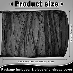 Shappy Large Bird Cage Net, Bird Cage Seed Catcher, Adjustable Soft Airy Mesh Net, Birdcage Skirt Guard for Parrot Parakeet Macaw Round Square Cages(59.8 x 39.4 Inch/ 152 x 100 cm,Black)
