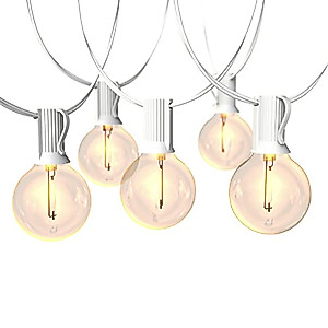 SUNTHIN Outdoor White String Lights, 27FT White Patio Lights with 14 G40 Shatterproof LED Bulbs(1 Spare), Waterproof Hanging Outside Lights for Yard, Porch, Deck, Garden, Pergola