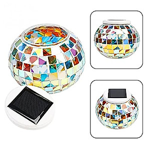 A2B Mosaic Solar Light Solar Powered Mosaic Glass Ball Light IP44 Waterproof Solar Garden Lights Auto ON/Off Solar Table Light Solar Lawn Landscape Lamp for Home Yard Patio Party Decorations A2B