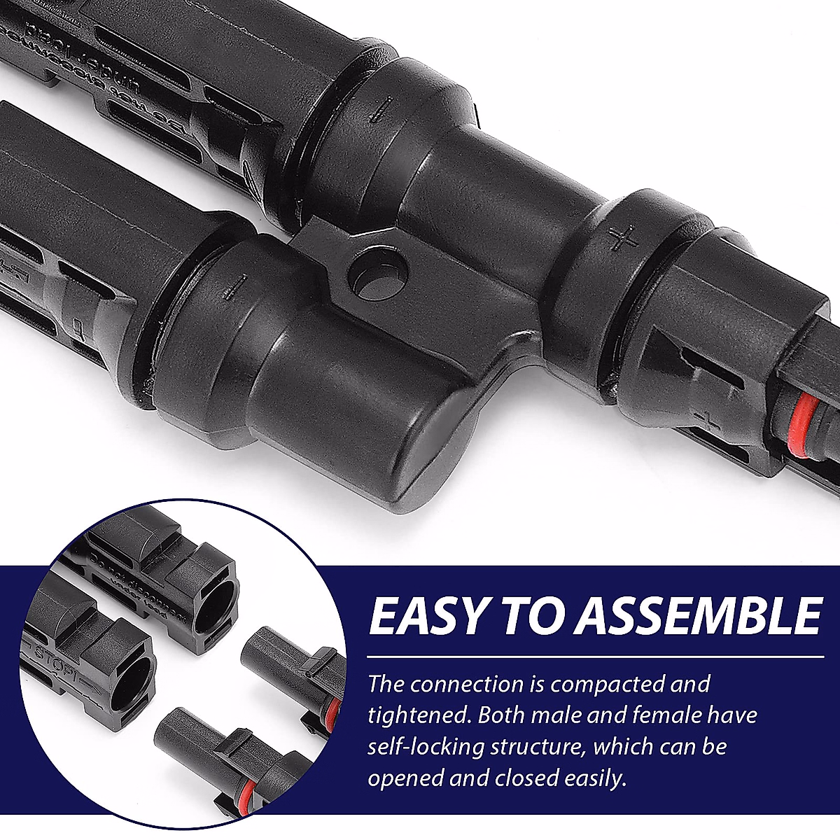 10 Pairs Solar Branch Connectors Y Connector Waterproof Solar Panel Connector Solar Wind Power Parts and Accessories for Parallel Connection Between Solar Panels