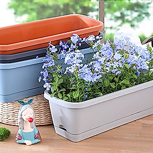 8-pack 15.6*7.5*5.9" Planter Boxes Outdoor Large,Window Box Planters Rectangle for Indoor Plants,Long Planter Box with Drainage Tray,Windowsill Herb Garden for Vegetables Succulents(Light-blue)